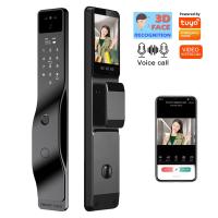 China Hot selling black intelligent door lock with facial recognition and active intercom for sale