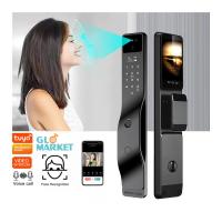 China Hot selling black intelligent door lock with facial recognition and active intercom for sale