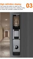 China Hot selling black intelligent door lock with facial recognition and active intercom for sale