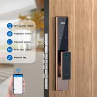 China Glomarket Wireless Biometric Fingerprint Security Fully Automatic Smart Lock Digital Password Card Key Lock With Camera for sale