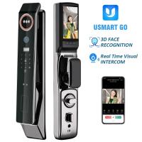 China Glomarket Factory Price Wifi App Smart Door Lock With Face Recognition Biometric Fingerprint Cerradura Support Intercom Function for sale