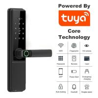 China Glomarket Tuya Wifi Smart Door Lock With Cat Eye Digital Lock Electronic Fingerprint Door Smart Home for sale