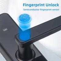 China Glomarket Wifi Tuya Smart Door Lock Aluminum Fingerprint Password Card Key Unlock Biometric Digital Smart Lock for sale