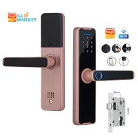 China Glomarket Wifi Tuya Smart Door Lock Aluminum Fingerprint Password Card Key Unlock Biometric Digital Smart Lock for sale