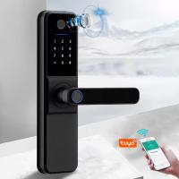 China Glomarket Wifi Biometric Electronic Tuya App Remote Smart Lock Smart Fingerprint Door Lock With Cat Eye for sale