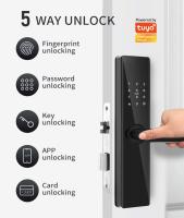 China Glomarket Tuya TTlock Fingerprint Digital Password Apartment Home Room Cerraduras Inteligentes Security Smart Wooden Door Lock for sale