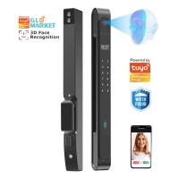 China Glomarket Outdoor Waterproof Ip68 Digital Electronic Tuya Smart Locks Fingerprint Aluminum Steel Sliding Glass Door Lock for sale