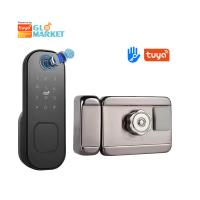 China Glomarket Smart Home Waterproof Smart Electric Rim Lock with Tuya APP Control WIFI Outdoor Gate Door Fingerprint Smart Lock for sale