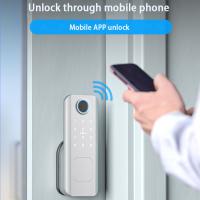 China Glomarket Outdoor Security Intelligent Digital Key Fingerprint Password Smart Rim Door Lock For Gate Front Door for sale