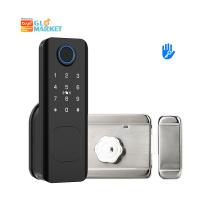 China Glomarket Outdoor Security Intelligent Digital Key Fingerprint Password Smart Rim Door Lock For Gate Front Door for sale