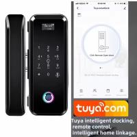 China Glomarket Smart Tuya Wifi Glass Door Lock Fingerprint Digital Keyboard Password Lock Intelligent Linkage Remote Unlocking for sale