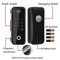 China Glomarket Smart Tuya Wifi Glass Door Lock Fingerprint Digital Keyboard Password Lock Intelligent Linkage Remote Unlocking for sale