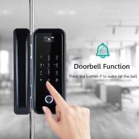 China Glomarket Smart Tuya Wifi Glass Door Lock Fingerprint Digital Keyboard Password Lock Intelligent Linkage Remote Unlocking for sale