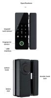 China Glomarket Tuya Smart Glass Door Lock Biometric Fingerprint BLE Smart Eletronic Lock For Office Glass door for sale