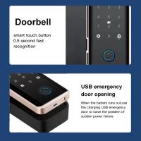 China Glomarket Smart Glass Door Lock Wifi Remote Control Tuya app Office Lock Card Digital Biometric Fingerprint Door Lock for sale