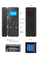 China Glomarket Smart Glass Door Lock Wifi Remote Control Tuya app Office Lock Card Digital Biometric Fingerprint Door Lock for sale