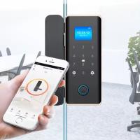 China Glomarket Smart Glass Door Lock Wifi Remote Control Tuya app Office Lock Card Digital Biometric Fingerprint Door Lock for sale