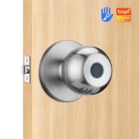 China Glomarket Wholesale Intelligent Round Ball Knob Lock Keyless Smart Door Handle Lock Tuya App Control Smart Fingerprint Door Lock for sale