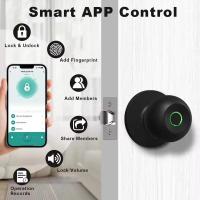 China Glomarket Wholesale Intelligent Round Ball Knob Lock Keyless Smart Door Handle Lock Tuya App Control Smart Fingerprint Door Lock for sale