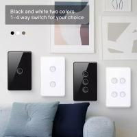 China Glomarket Tuya Zigbee/wifi EU Tempered Glass Concave Button Touch Light Switch 1/2/3/4 Gang Wifi Wall Switch Work With Google Alexa for sale