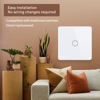 China Glomarket Smart EU/UK 1-4Gang Wall Switch WIFI/Zigbee Glass Panel Light Switch Tuya Smart Switch With Google Alexa for sale