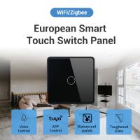 China Glomarket Smart EU/UK 1-4Gang Wall Switch WIFI/Zigbee Glass Panel Light Switch Tuya Smart Switch With Google Alexa for sale