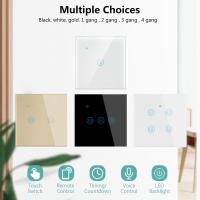 China Glomarket EU 1/2/3/4 Gang Tuya Smart Switch Light Alexa Voice Control Touch Glass Wall Wireless WiFi Electrical Switch for sale