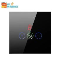 China Glomarket Tuya Smart Wifi Ceiling Fan Switch Eu Standard Glass Touch Wall App Remote Control Electrical Fan Speed Switch for sale