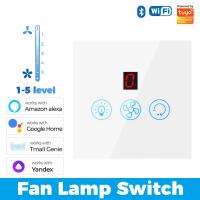 China Glomarket Tuya Wifi Fan Light Switch Touch 3 In 1 Switch 5 Speed Adjustment Ceiling Fan Switch For Alexa Google Home for sale
