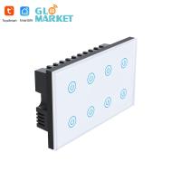China Glomarket Smart Home 8 Gang Wall Switch US Standard Tuya Voice APP Remote Control Wireless Wall Touch Light Switch for sale