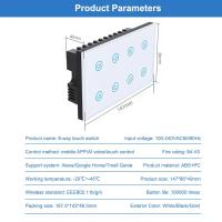 China Glomarket Smart Home 8 Gang Wall Switch US Standard Tuya Voice APP Remote Control Wireless Wall Touch Light Switch for sale