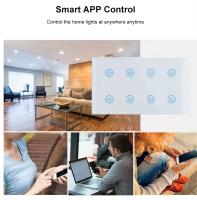 China Glomarket Smart Home 8 Gang Wall Switch US Standard Tuya Voice APP Remote Control Wireless Wall Touch Light Switch for sale