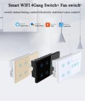 China Glomarket Tuya Smart Wall Touch Switch Glass Panel Electrical Light And Fan Switch Smart Life Alexa Voice Control for sale