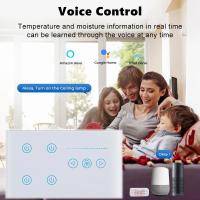 China Glomarket Tuya Smart Wall Touch Switch Glass Panel Electrical Light And Fan Switch Smart Life Alexa Voice Control for sale