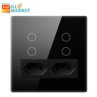 China Glomarket Smart Wifi Brazil Standard Smart Home Tuya Smart 4 Gang Switch And Socket Wifi Smart Wall Socket Work With Alexa for sale
