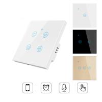 China 86x86mm 3 Gang Touch Dimmer Switch Alexa Glass Smart Switch Three Gang for sale