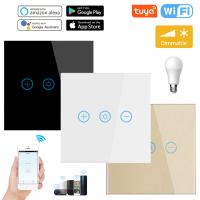 China Glass Touch Screen Dimmer Tuya Smart Switch 150W 2.4GHz WIFI for sale