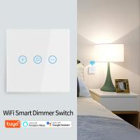 China Glass Touch Screen Dimmer Tuya Smart Switch 150W 2.4GHz WIFI for sale