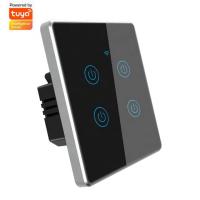China EU/US Standard Metal Bezel 4 Gang Household Switch Remote Smart Wall Light Switch Timer&Voice Control Support for sale