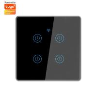 China EU/US Standard Metal Bezel 4 Gang Household Switch Remote Smart Wall Light Switch Timer&Voice Control Support for sale