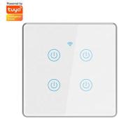 China EU/US Standard Metal Bezel 4 Gang Household Switch Remote Smart Wall Light Switch Timer&Voice Control Support for sale