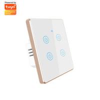 China EU/US Standard Metal Bezel 4 Gang Household Switch Remote Smart Wall Light Switch Timer&Voice Control Support for sale