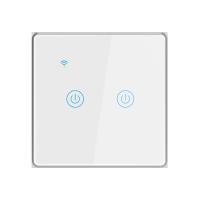 China Metal Bezel Tuya Smart Switch 600W 2 Gang Touch Dimmer App Voice Control for sale