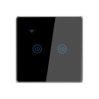 China Metal Bezel Tuya Smart Switch 600W 2 Gang Touch Dimmer App Voice Control for sale