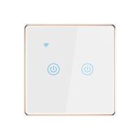 China Metal Bezel Tuya Smart Switch 600W 2 Gang Touch Dimmer App Voice Control for sale