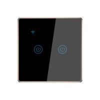 China Metal Bezel Tuya Smart Switch 600W 2 Gang Touch Dimmer App Voice Control for sale