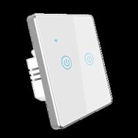 China Metal Bezel Tuya Smart Switch 600W 2 Gang Touch Dimmer App Voice Control for sale