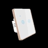China Metal Bezel Tuya Smart Switch 600W 2 Gang Touch Dimmer App Voice Control for sale