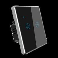 China Metal Bezel Tuya Smart Switch 600W 2 Gang Touch Dimmer App Voice Control for sale