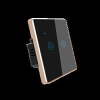 China Metal Bezel Tuya Smart Switch 600W 2 Gang Touch Dimmer App Voice Control for sale